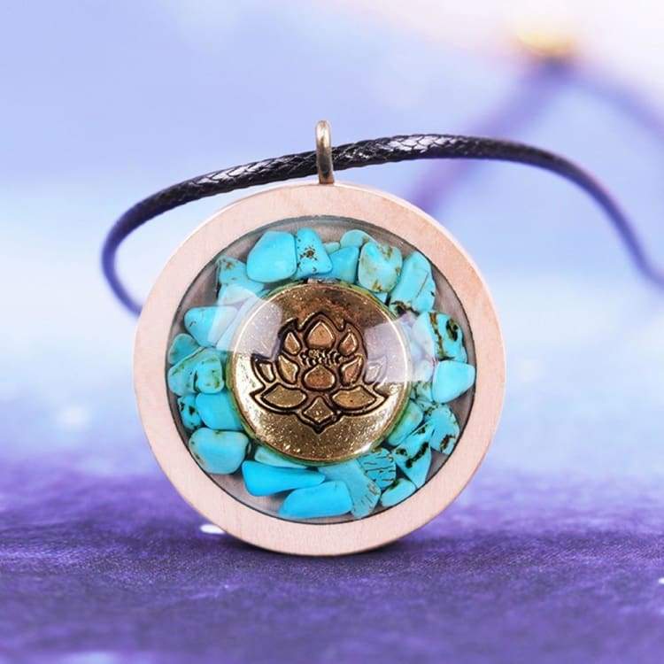 Collier Orgonite de la fleur de lotus en Turquoise – Le Temple Yogi